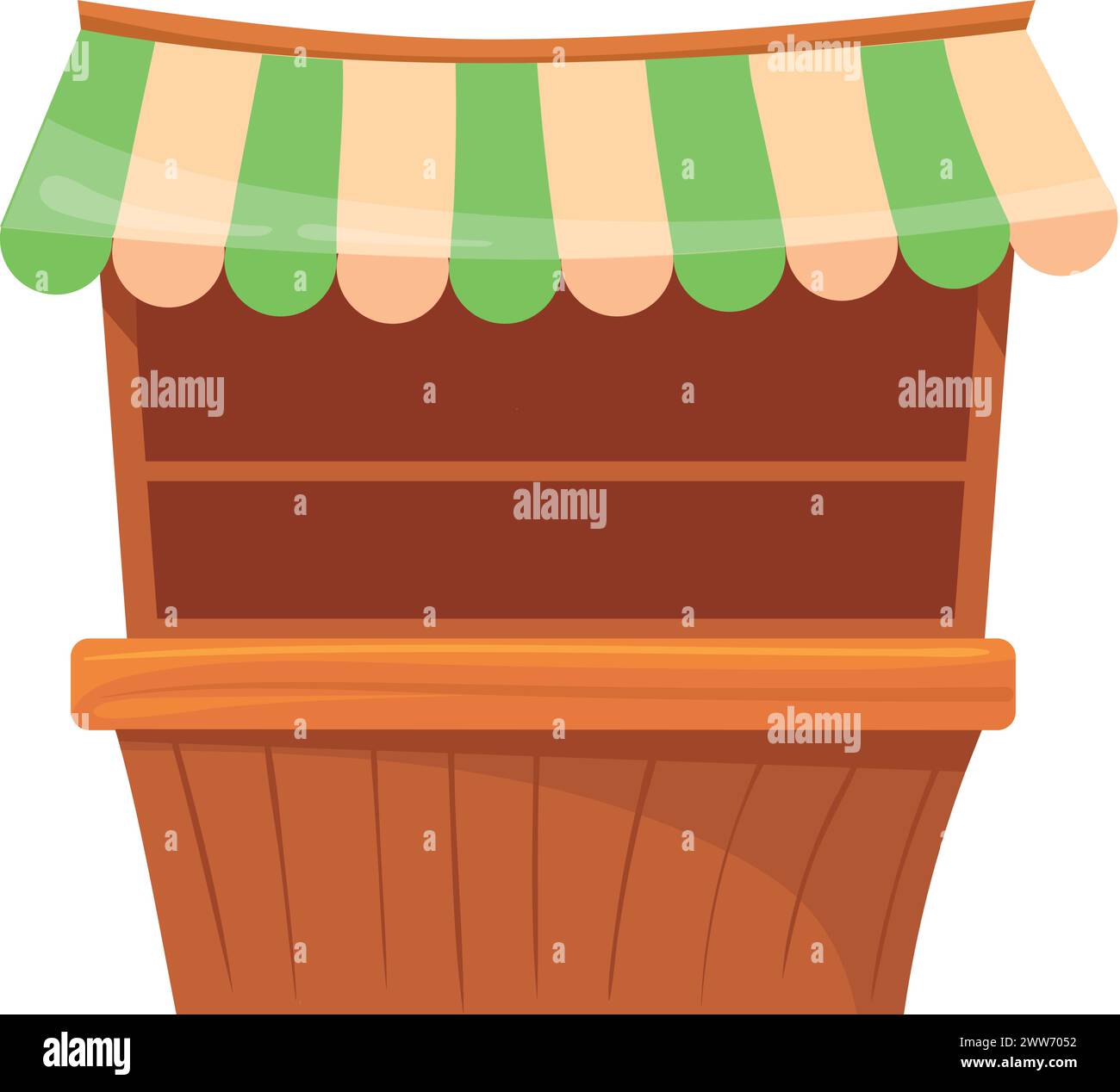 Market stall cartoon icon. Empty wooden stand isolated on white ...