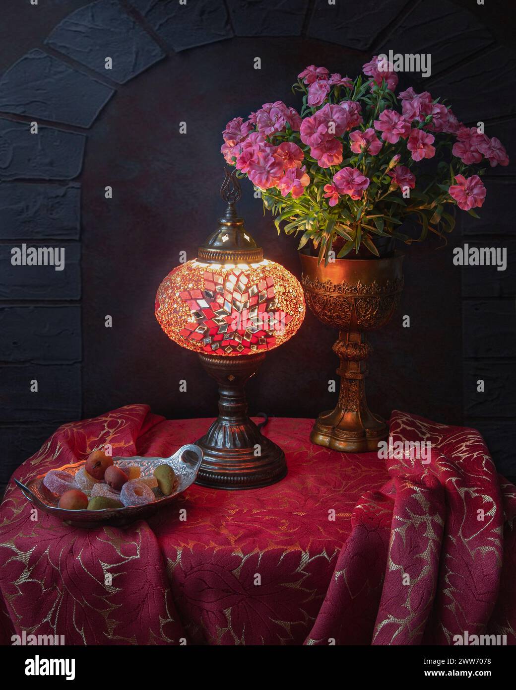 Still life with table lamp in Eastern style Stock Photo - Alamy