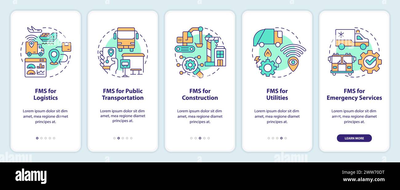 Fleet management systems onboarding mobile app screen Stock Vector ...