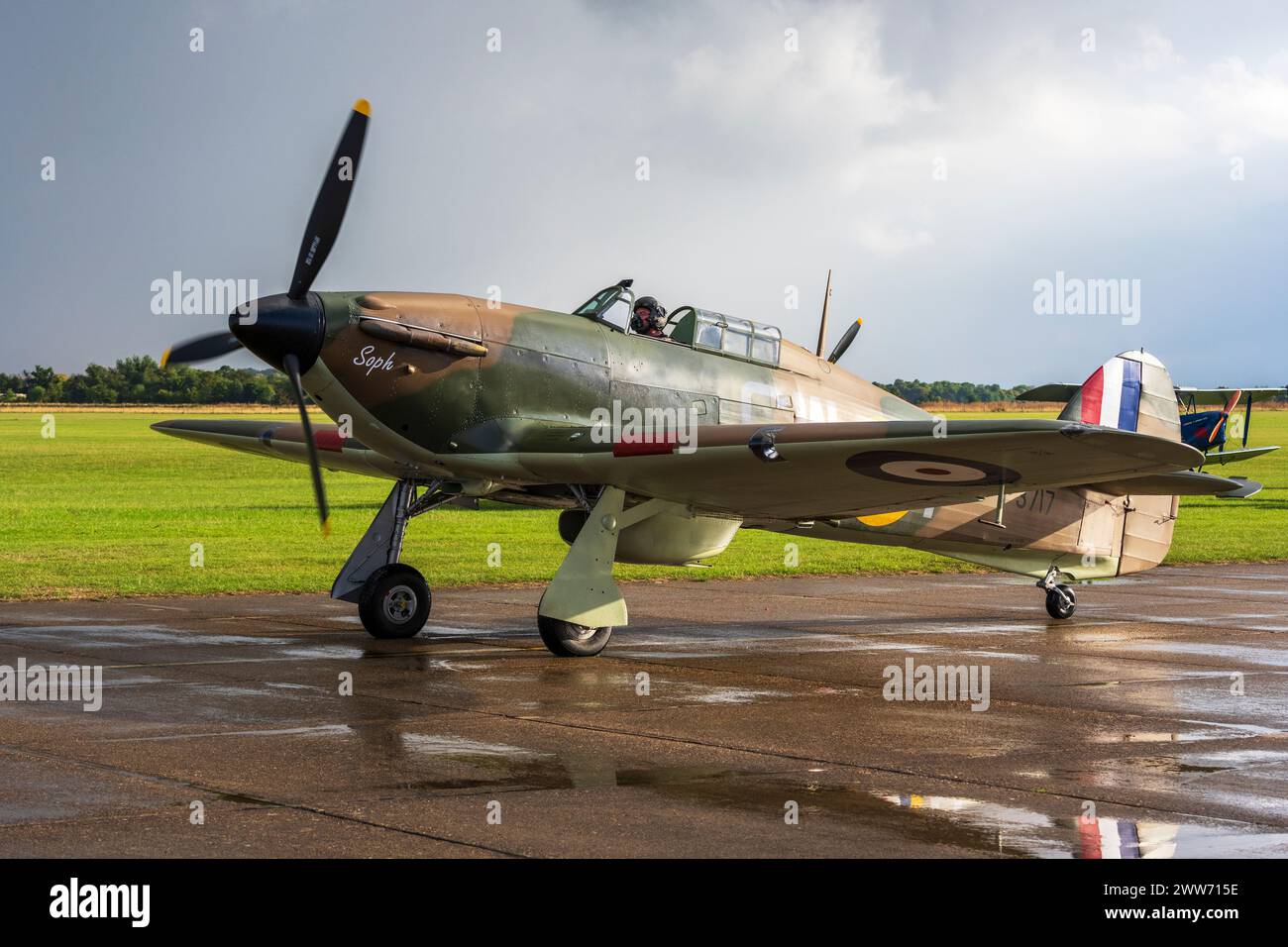 Hawker Hurricane Mk 1 P3717 taxiing after flying display at Duxford ...