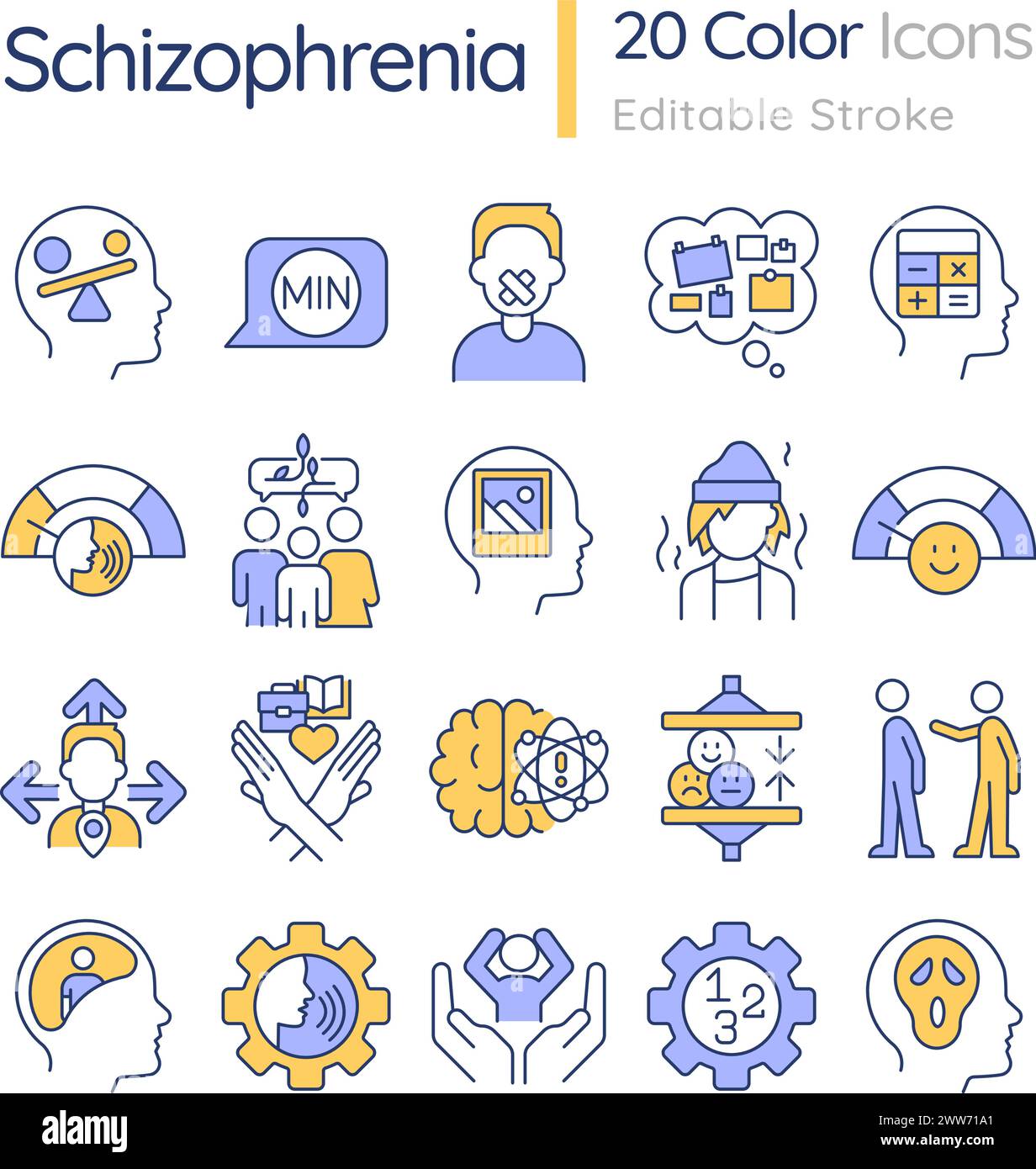 Schizophrenia mental issues RGB color icons set Stock Vector Image & Art - Alamy