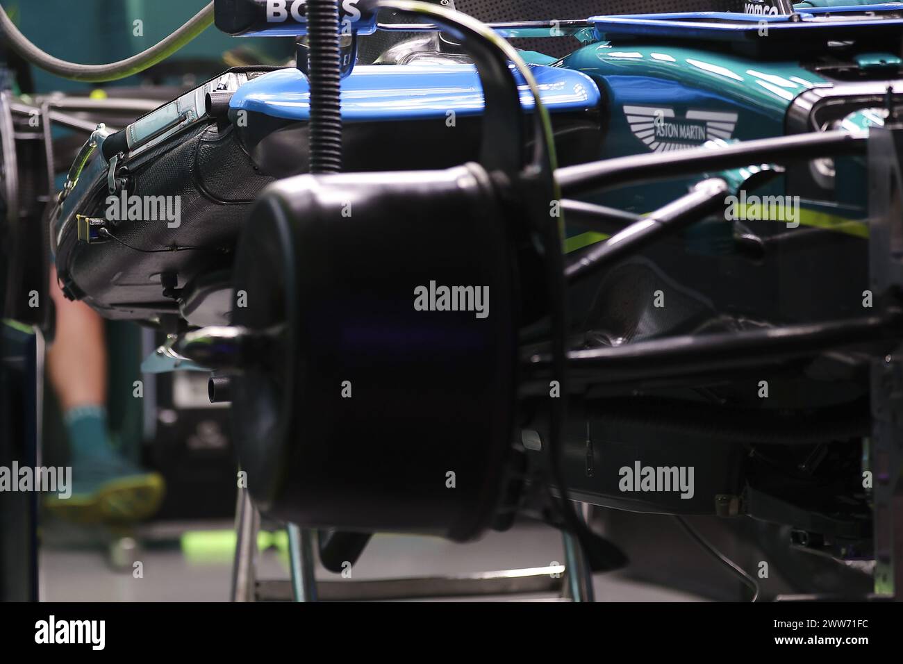 Aston Martin F1 Team AMR23, mechanical detail of the radiator during ...