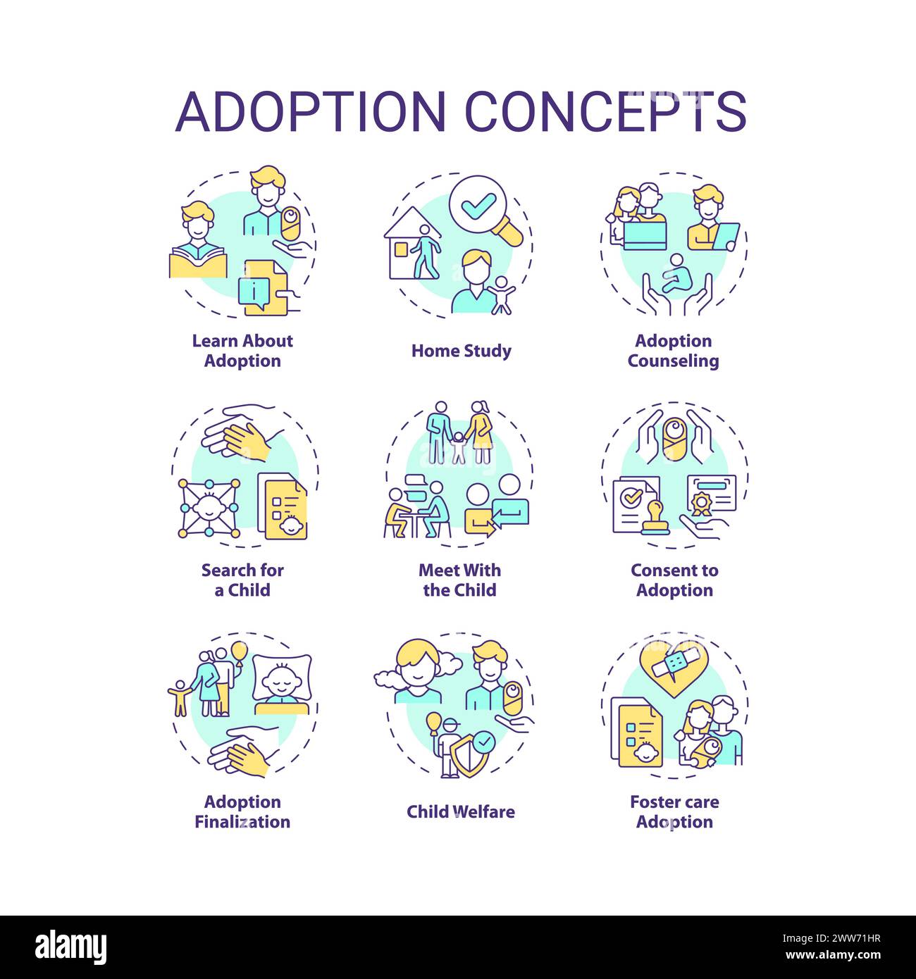 Adoption multi color concept icons Stock Vector Image & Art - Alamy