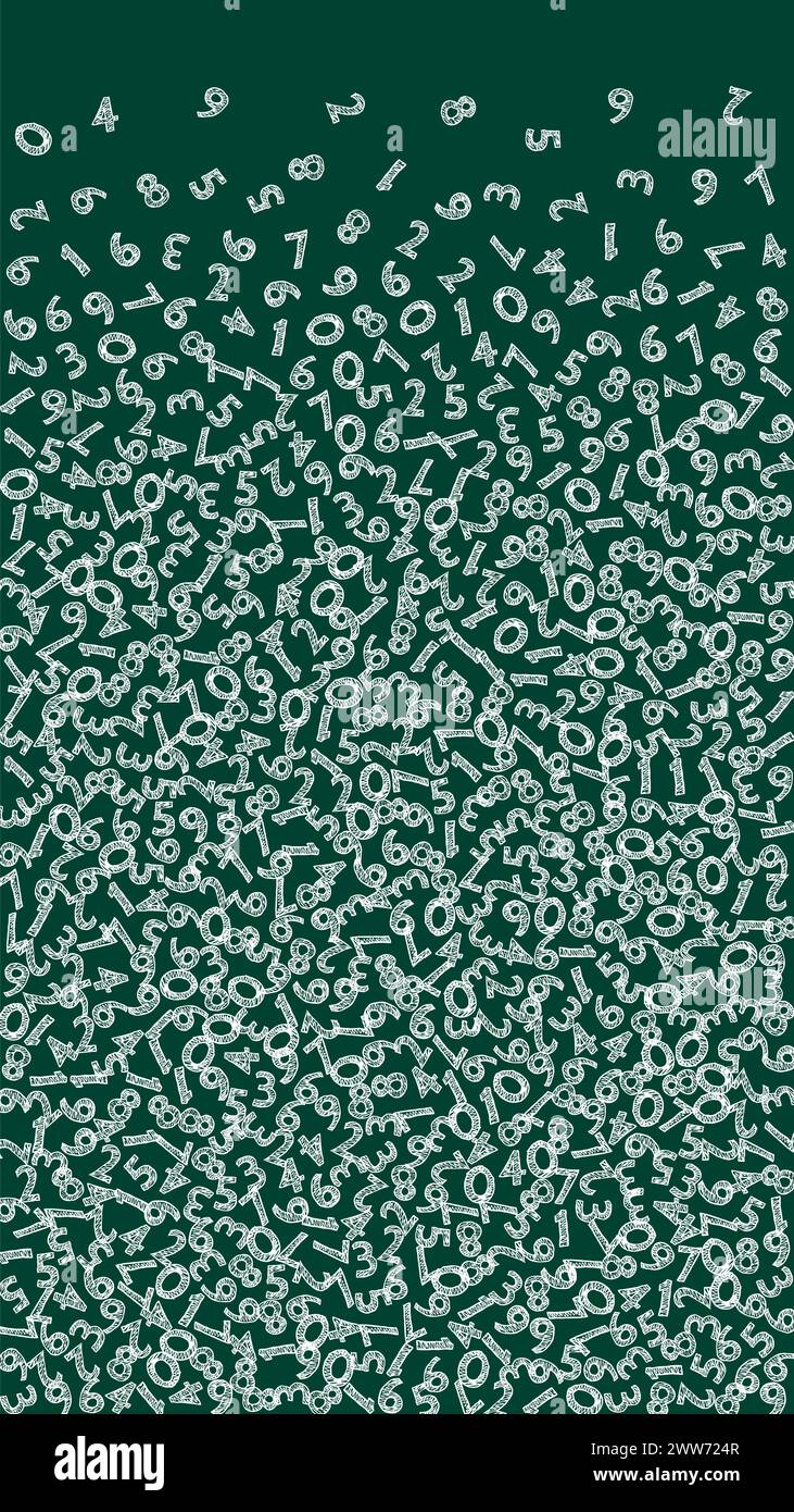 Falling handdrawn chalk numbers. Math study concept with flying digits ...