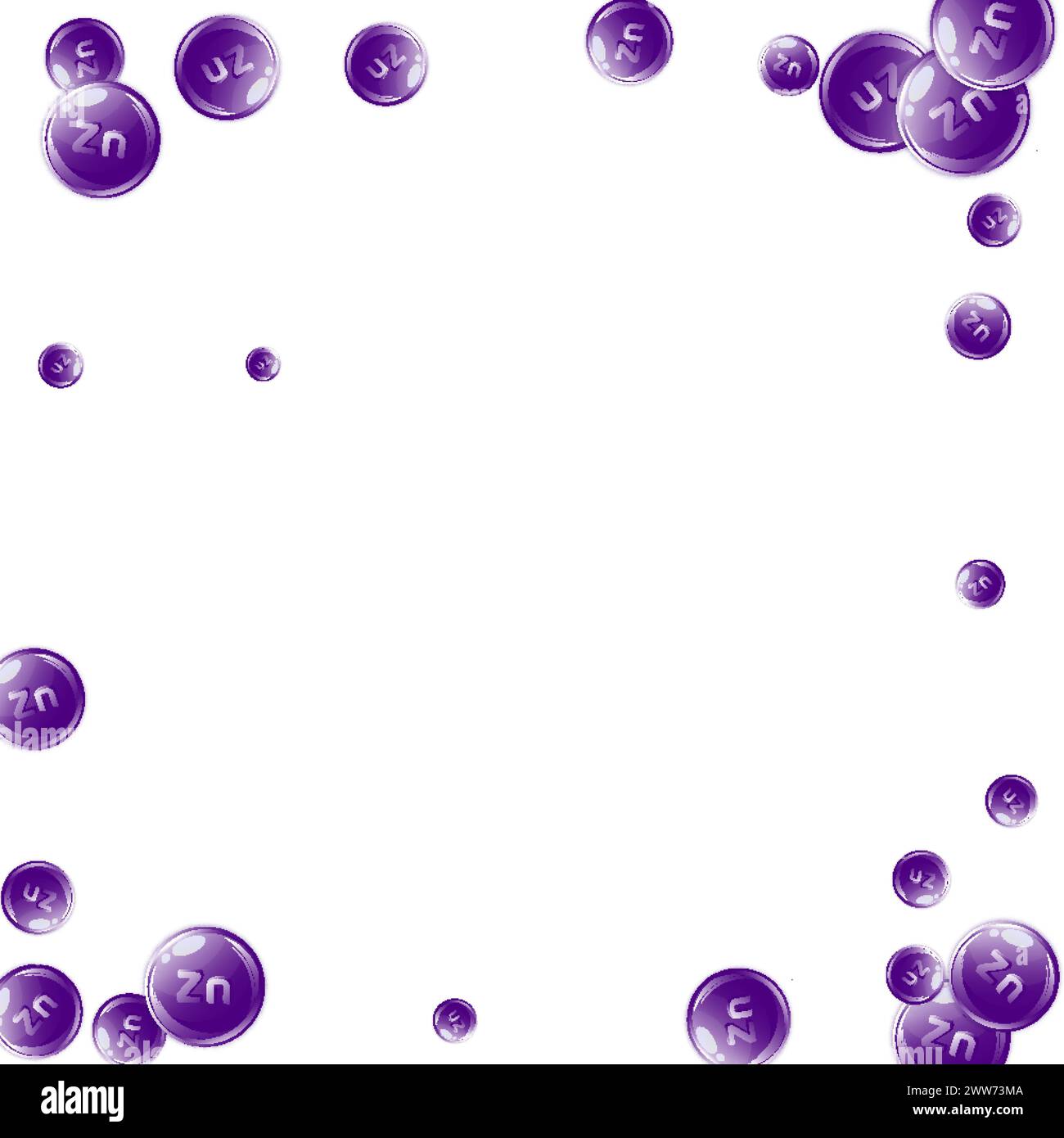 Zinc round capsules scattered randomly. Beauty treatment and nutrition ...