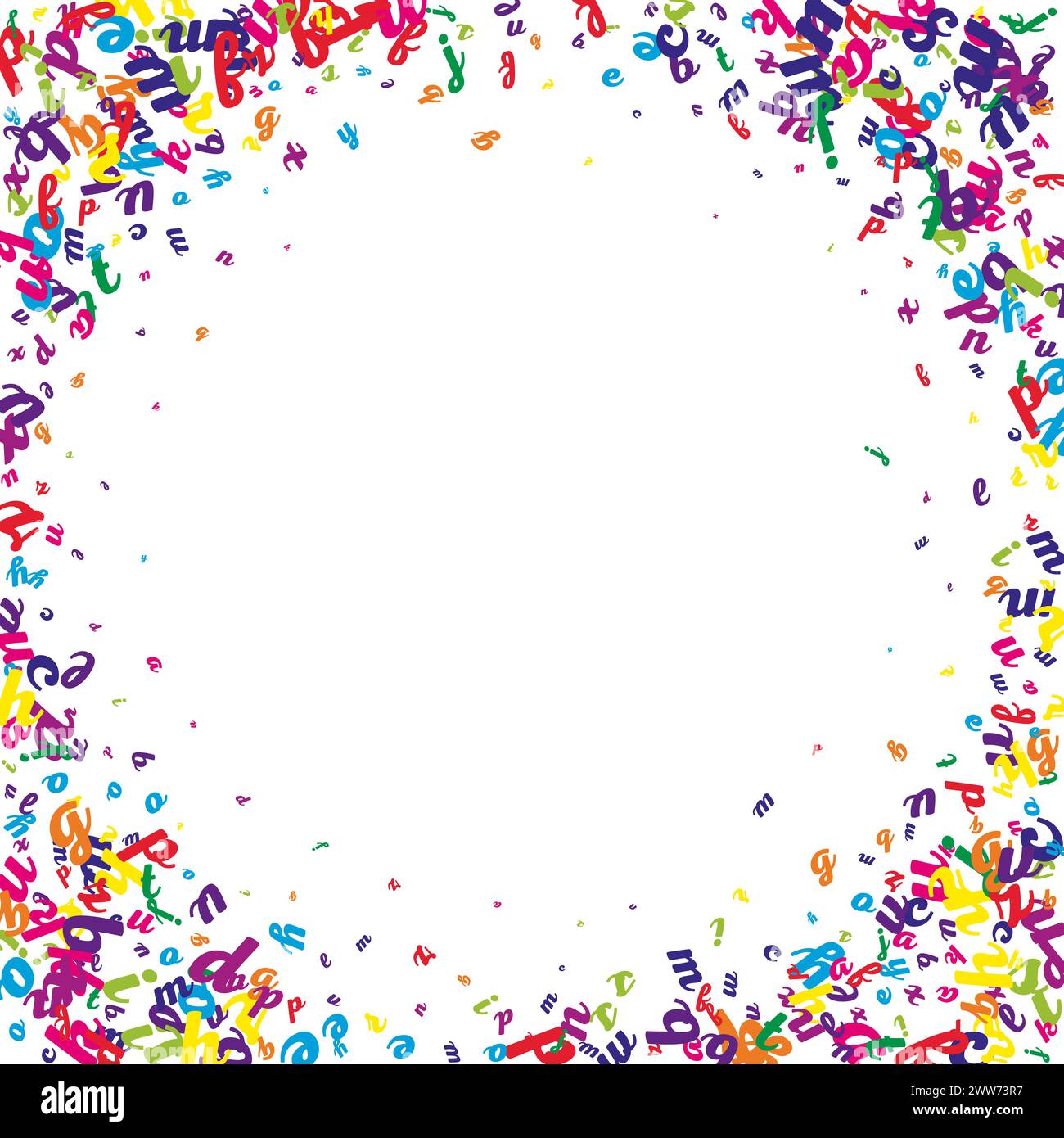 Scattered letters of latin alphabet. Colorful childish floating ...