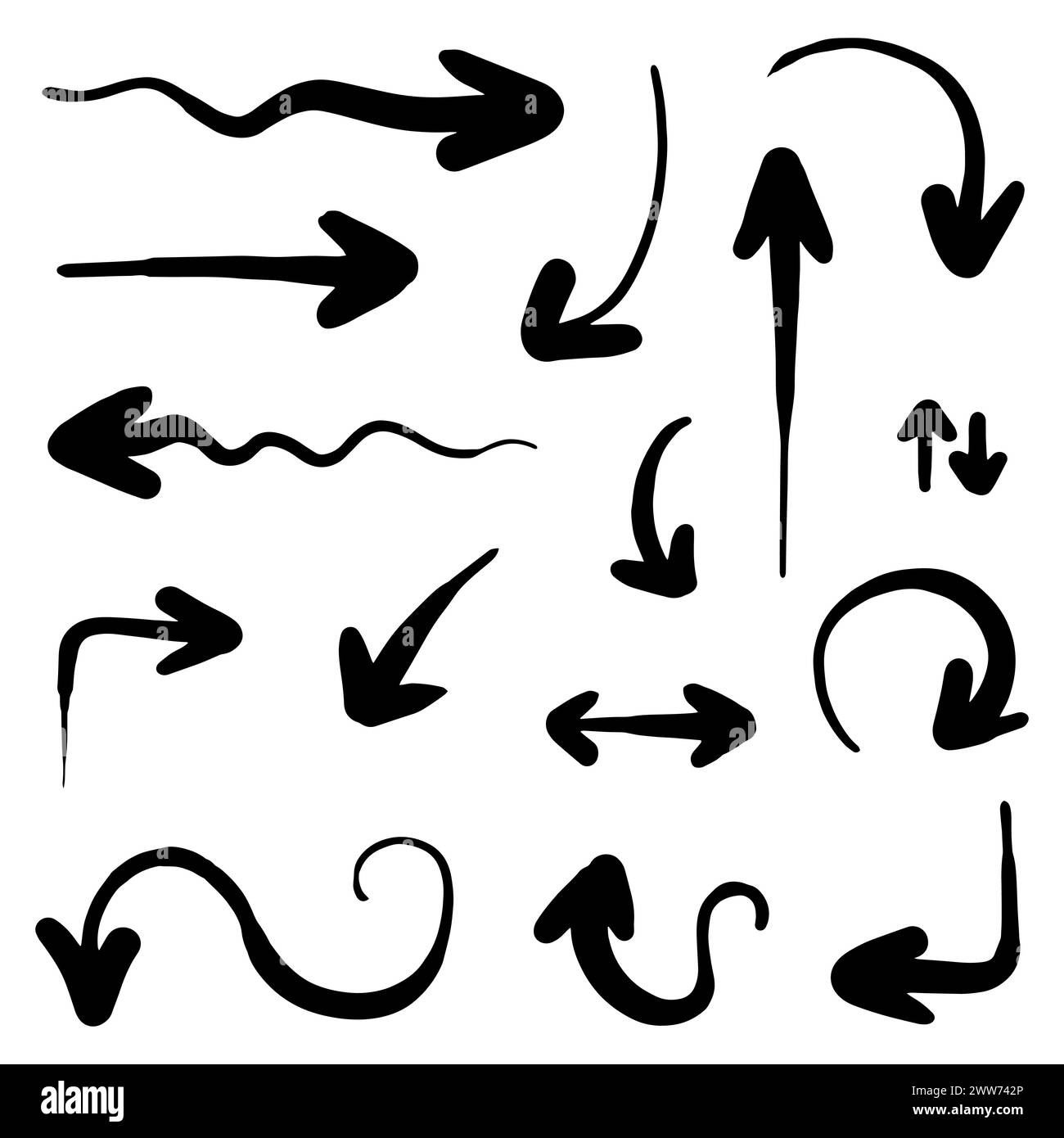 hand drawn of arrows. Abstract Doodle Arrows Thin Line Black in many ...