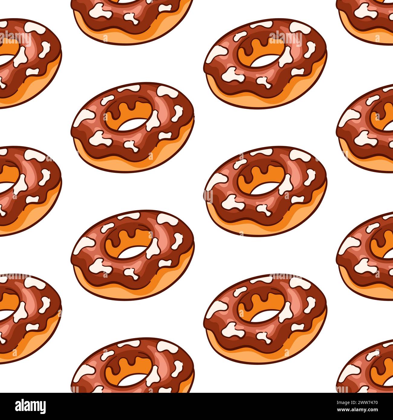 Donut seamless pattern in cartoon style. Simple line wallpaper for ...