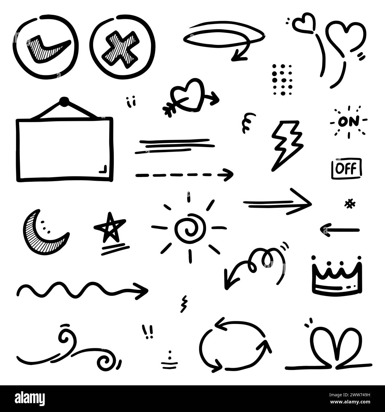 Hand drawn doodle abstract with lots of collectibles inside Stock ...