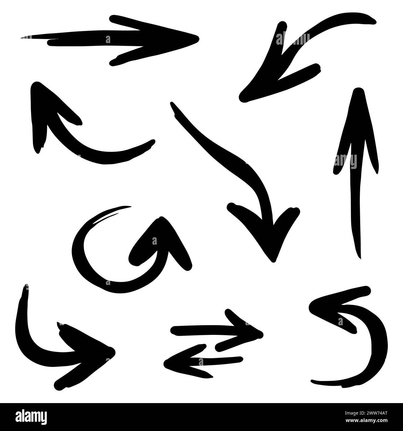 hand drawn arrows. Abstract Doodle Arrows Thin Line Black in many ...