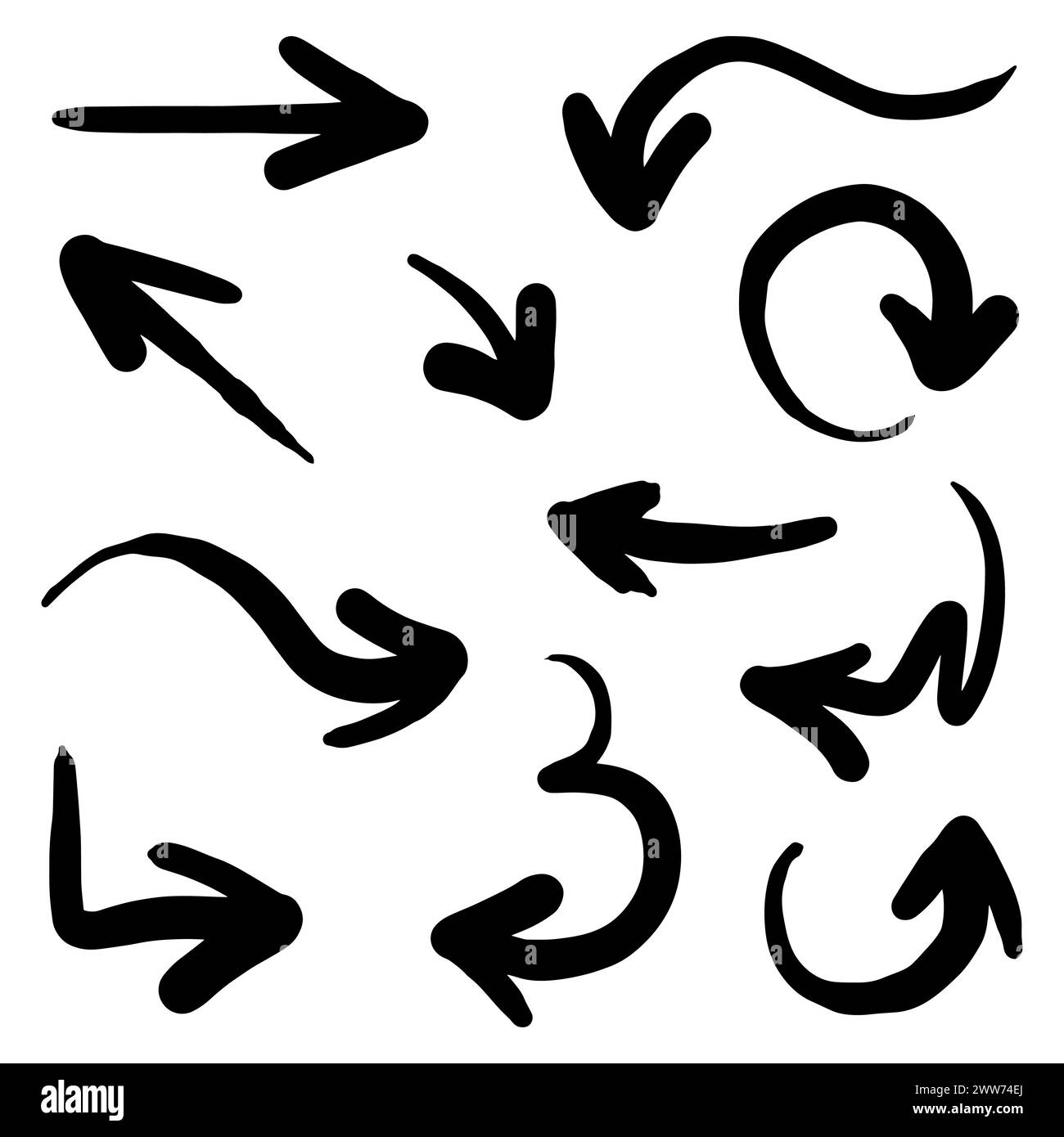 hand drawn arrows. Abstract Doodle Arrows Thin Line Black in many ...