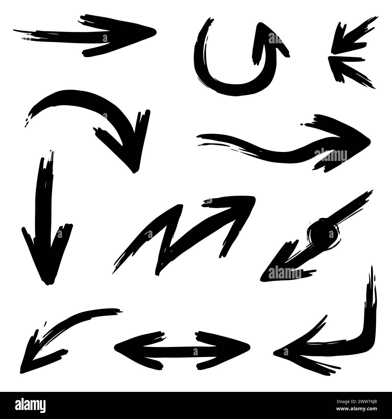 hand drawn arrows. Abstract Doodle Arrows Thin Line Black in many ...