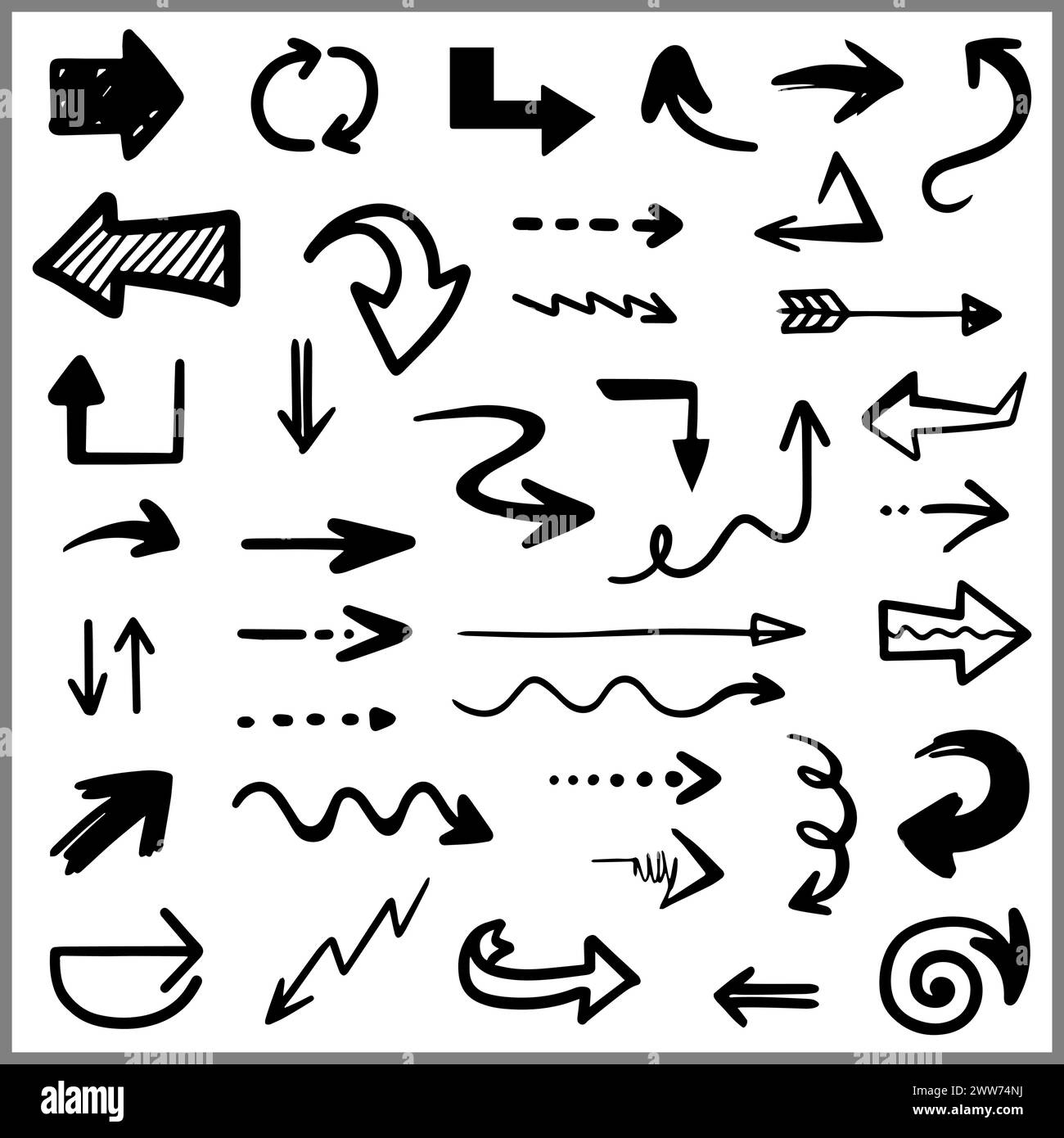 Abstract Doodle Arrows Thin Line Black in many collections. Arrow Sign ...