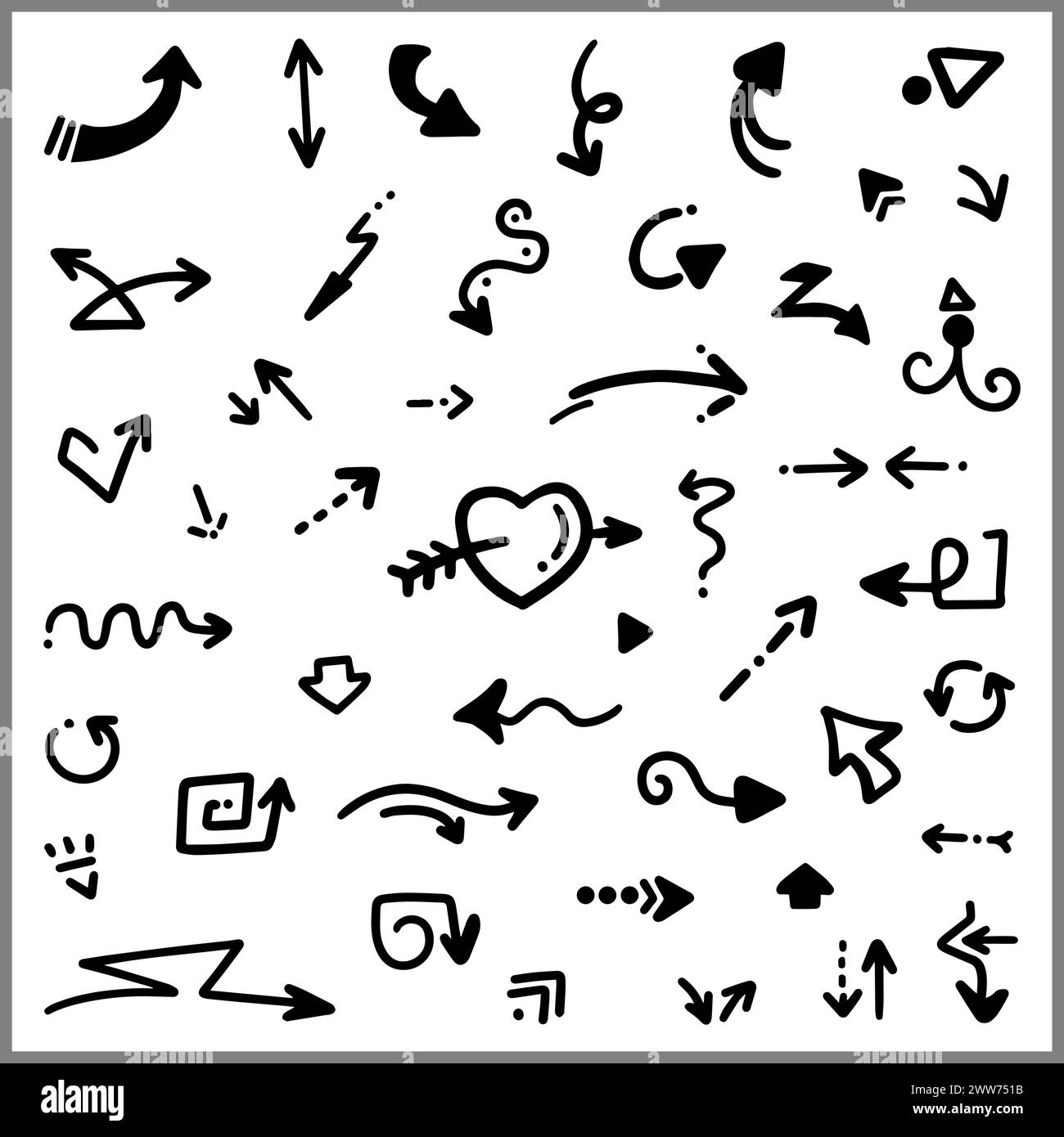 Abstract Doodle Arrows Thin Line Black in many collections. Arrow Sign ...