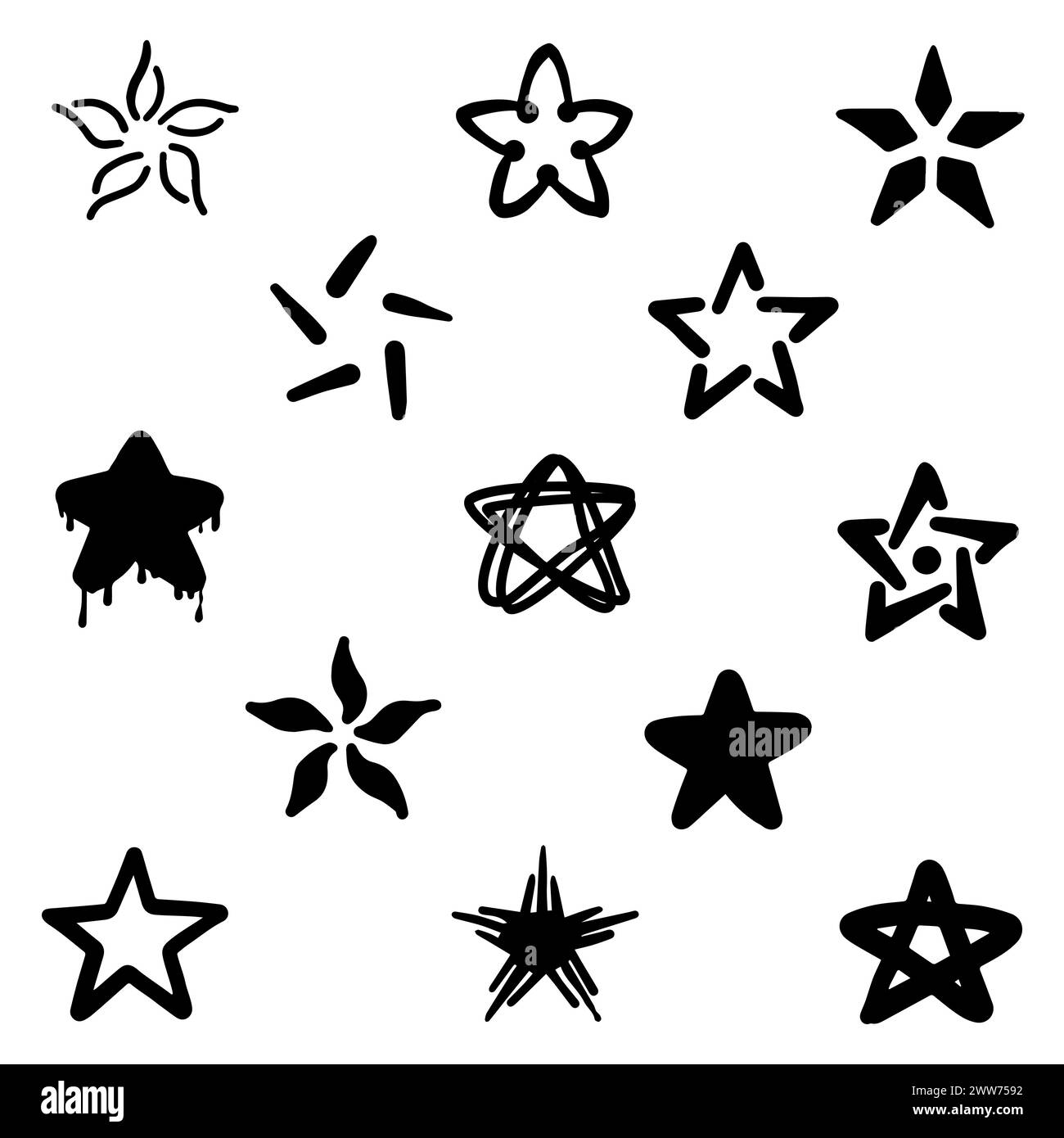 Abstract hand drawn doodle stars with lots of collection inside Stock ...
