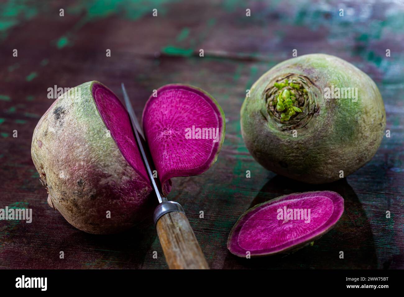 Close up of a sliced radish, top view sliced radish,top view Stock ...