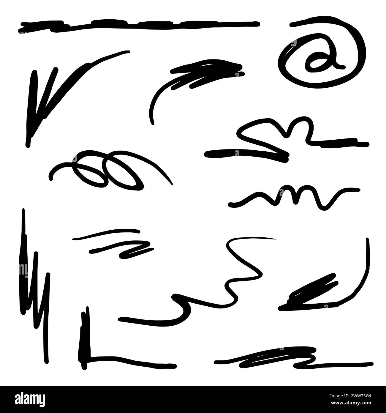 Doodle abstract of Swash Black Thin Line Set in Vector illustration ...