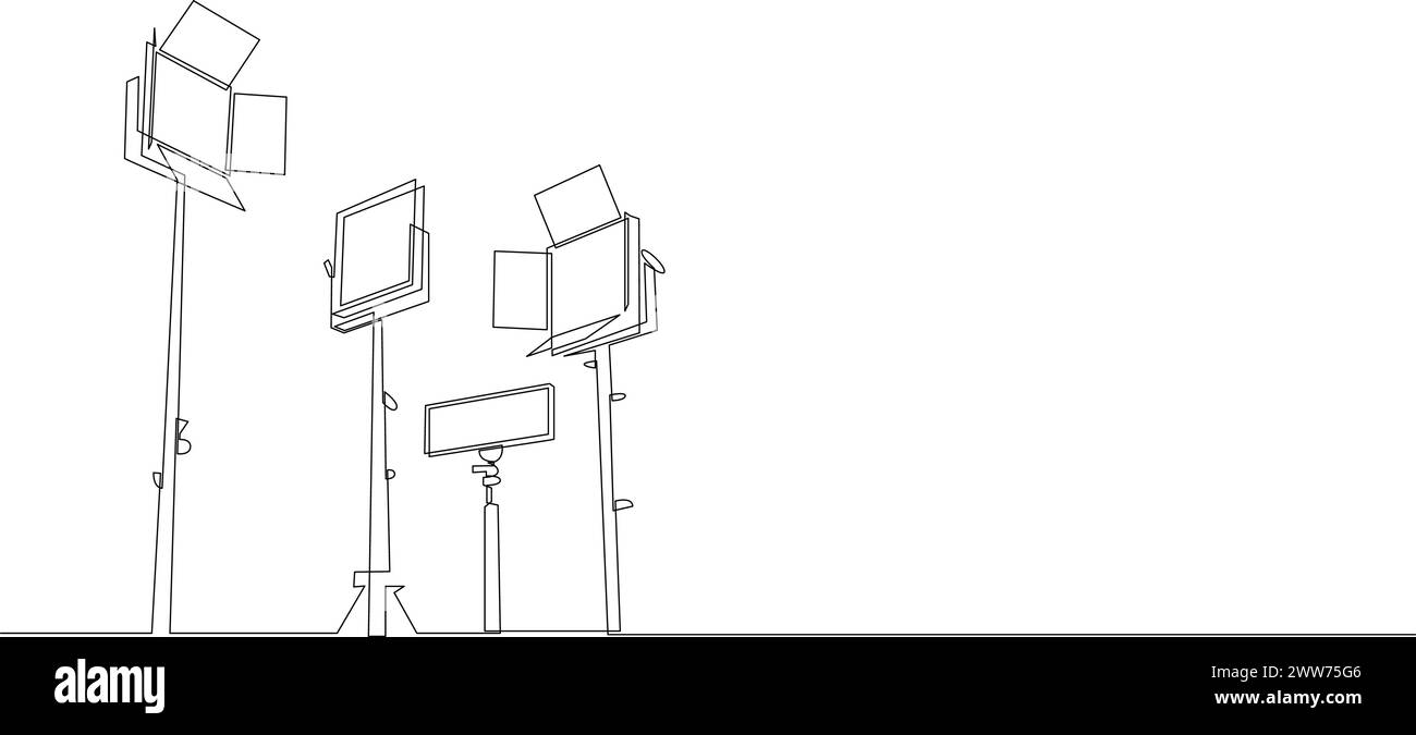 Continuous one line drawing lighting set up. Photo studio light drawn ...