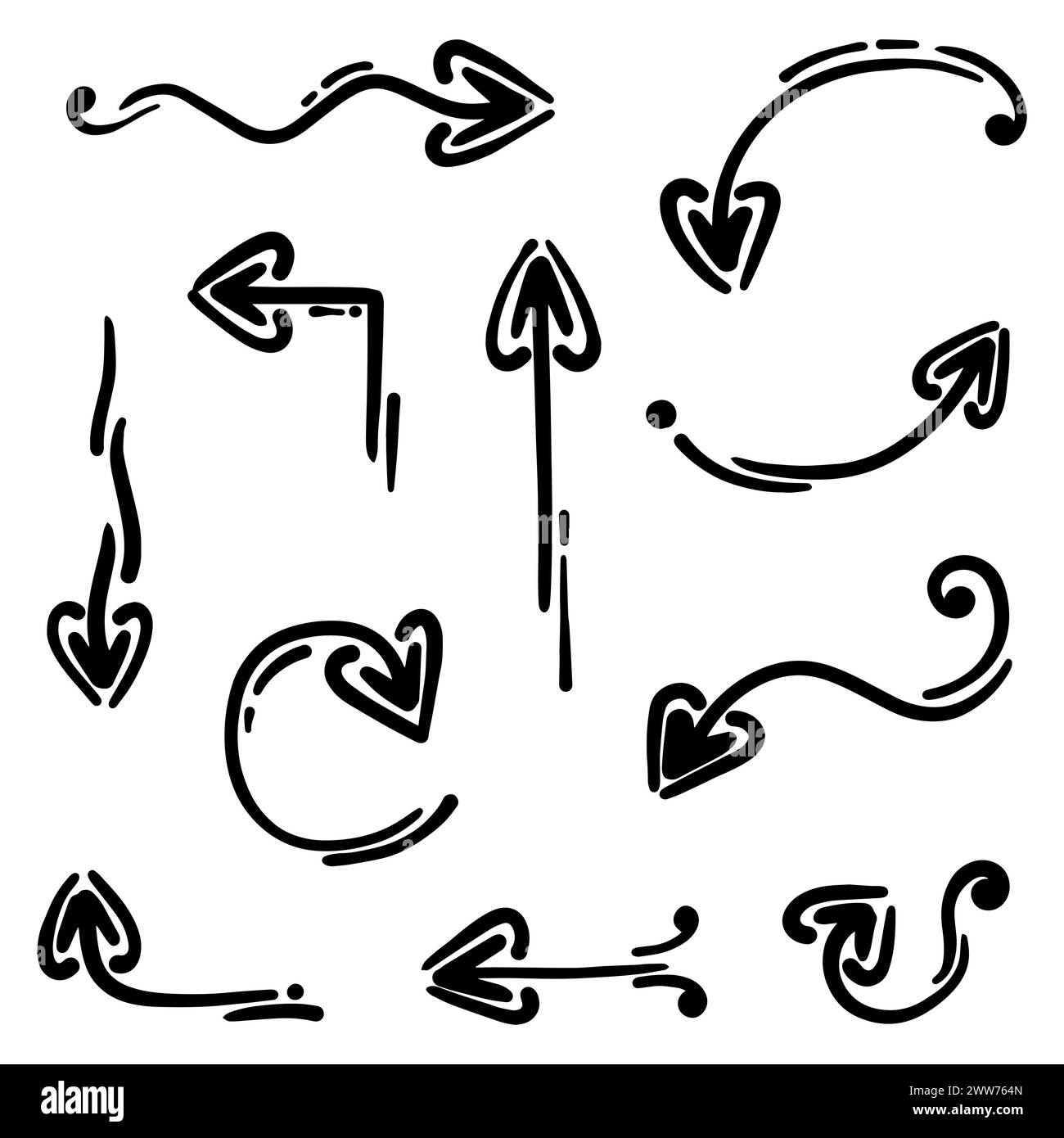 hand drawn Doodle abstract of Black Thin Line Set Include of objects ...