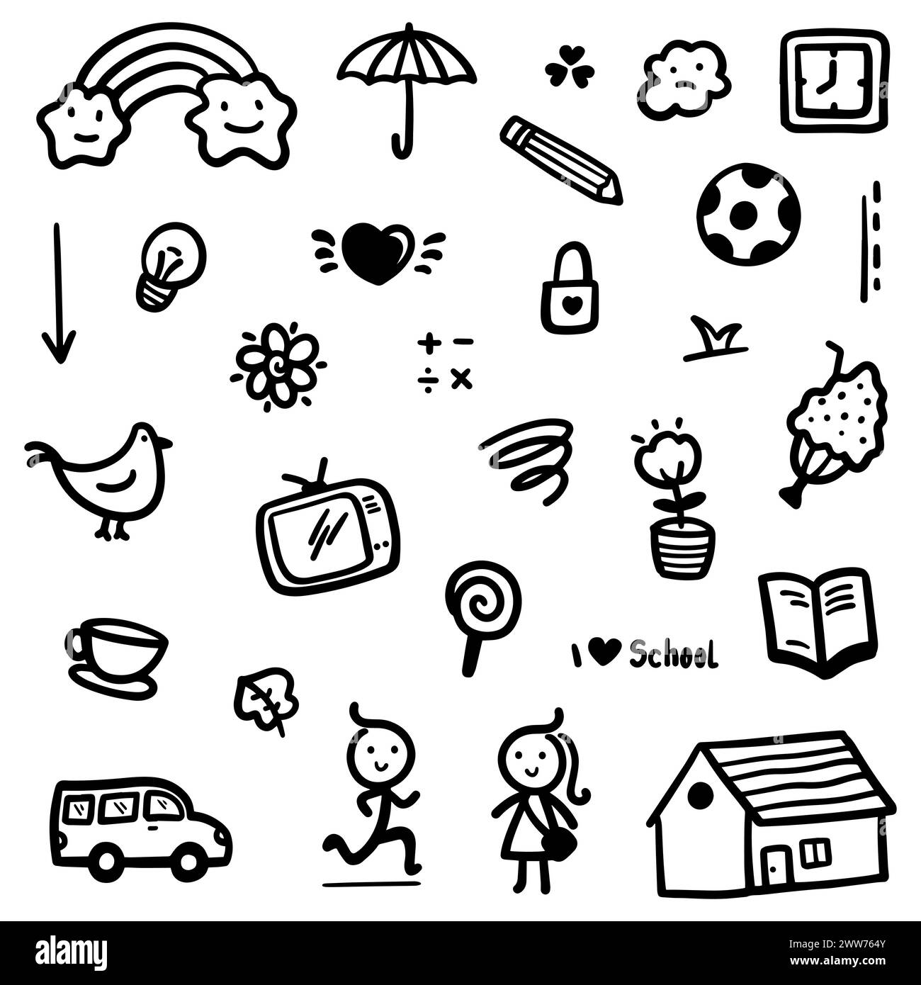 hand drawn Doodle abstract of Black Thin Line Set Include of objects ... hand drawn Doodle abstract of Black Thin Line Set Include of objects ...