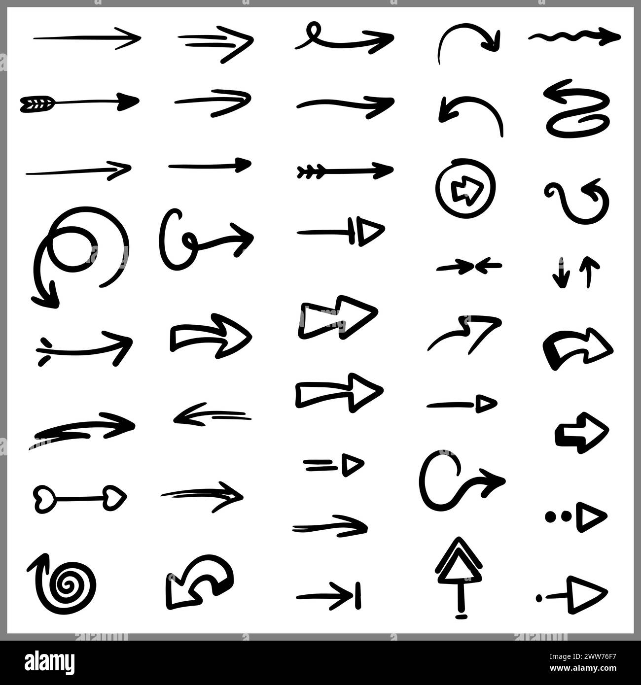 Abstract Doodle Arrows Thin Line Black in many collections. Arrow Sign ...
