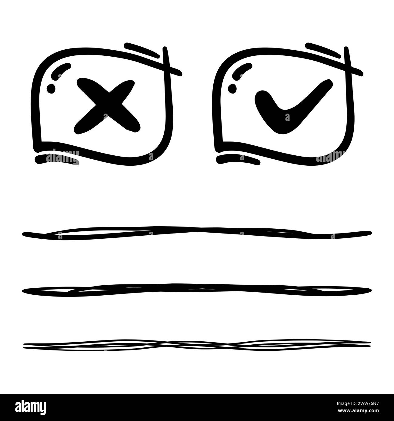 hand drawn Doodle abstract of Checkmark icon in Vector illustration ...