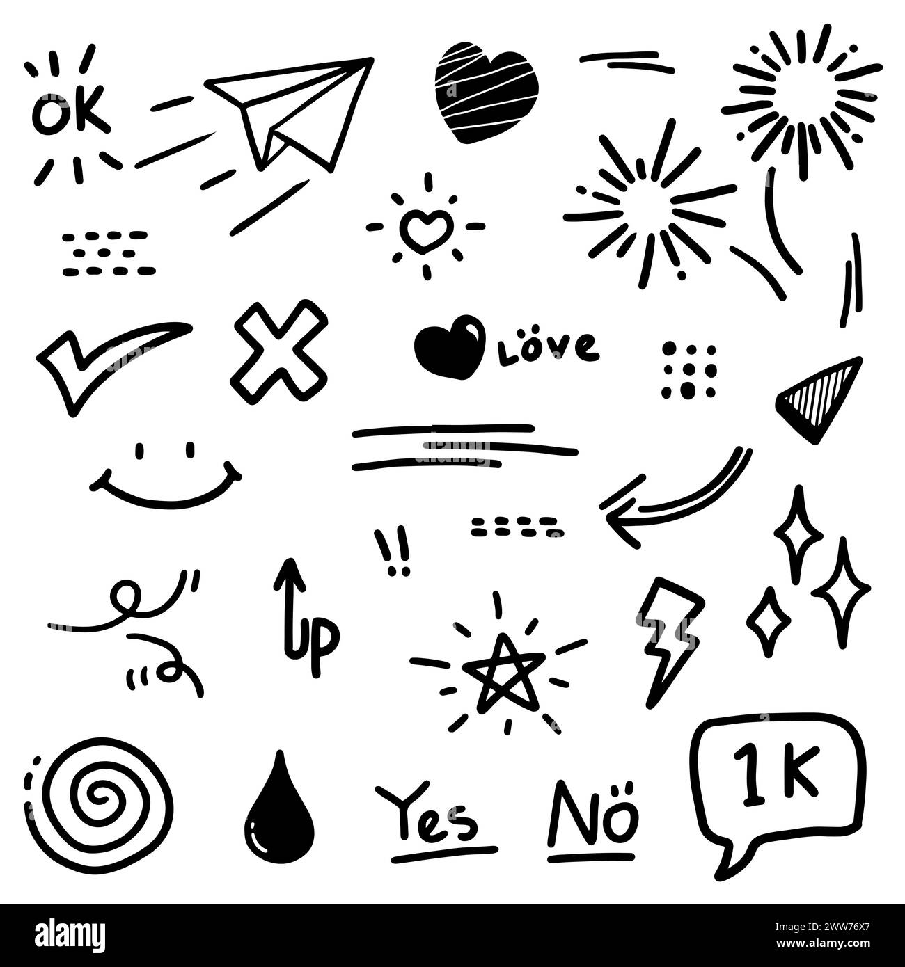 Hand drawn doodle abstract with lots of collectibles inside Stock ...