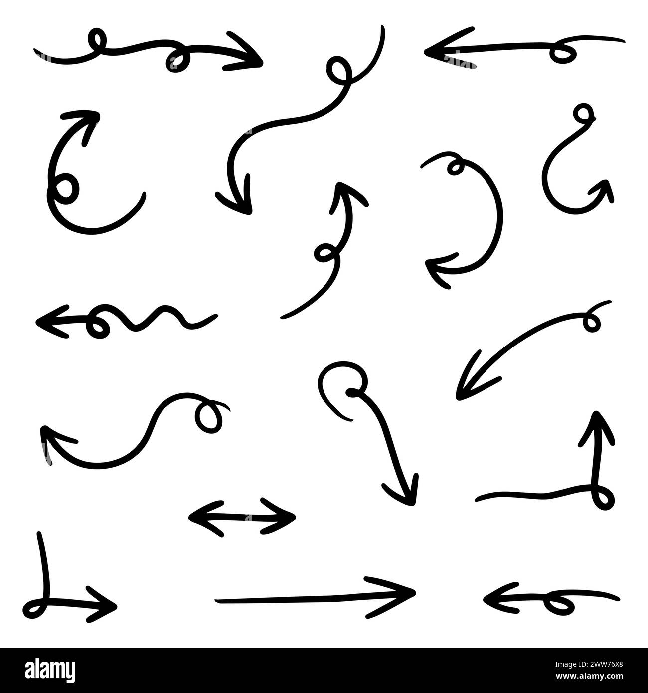 hand drawn arrows. Abstract Doodle Arrows Thin Line Black in many ...