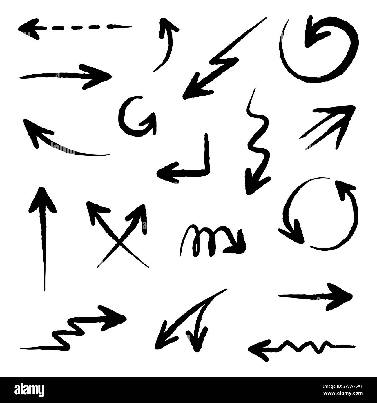 Hand drawn arrows. Abstract Doodle Arrows Thin Line Black in many ...