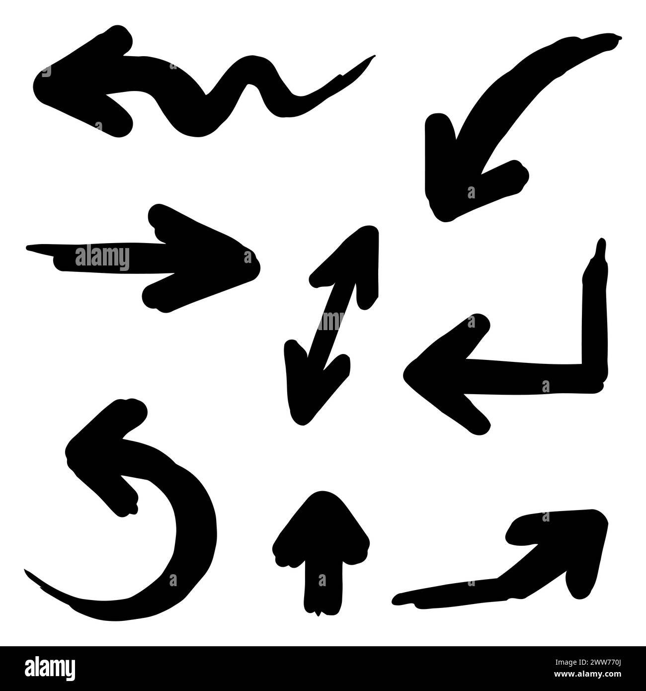 hand drawn arrows. Abstract Doodle Arrows Thin Line Black in many ...