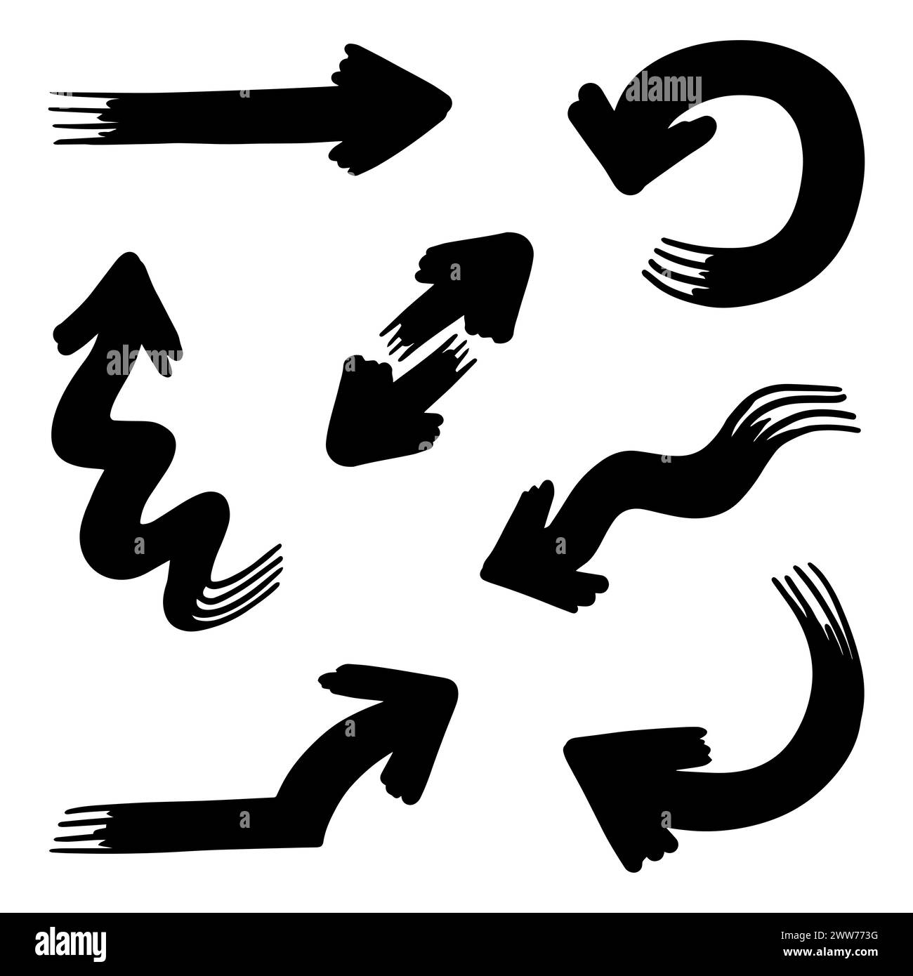hand drawn arrows. Abstract Doodle Arrows Thin Line Black in many ...