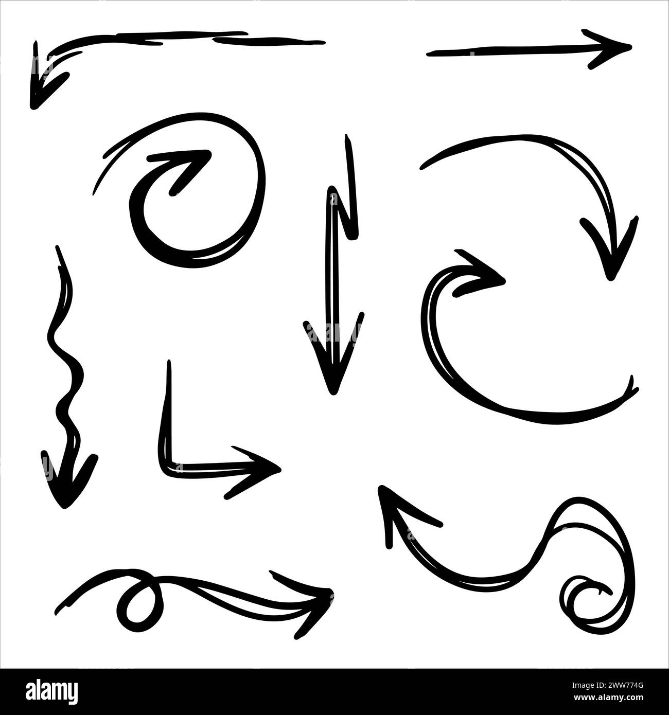 hand drawn arrows. Abstract Doodle Arrows Thin Line Black in many ...