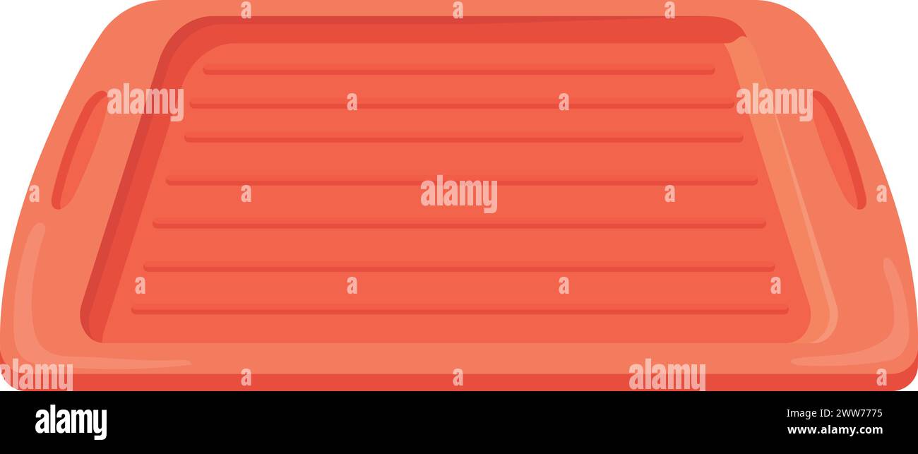 Plastic serving tray. Red cartoon kitchen icon isolated on white ...