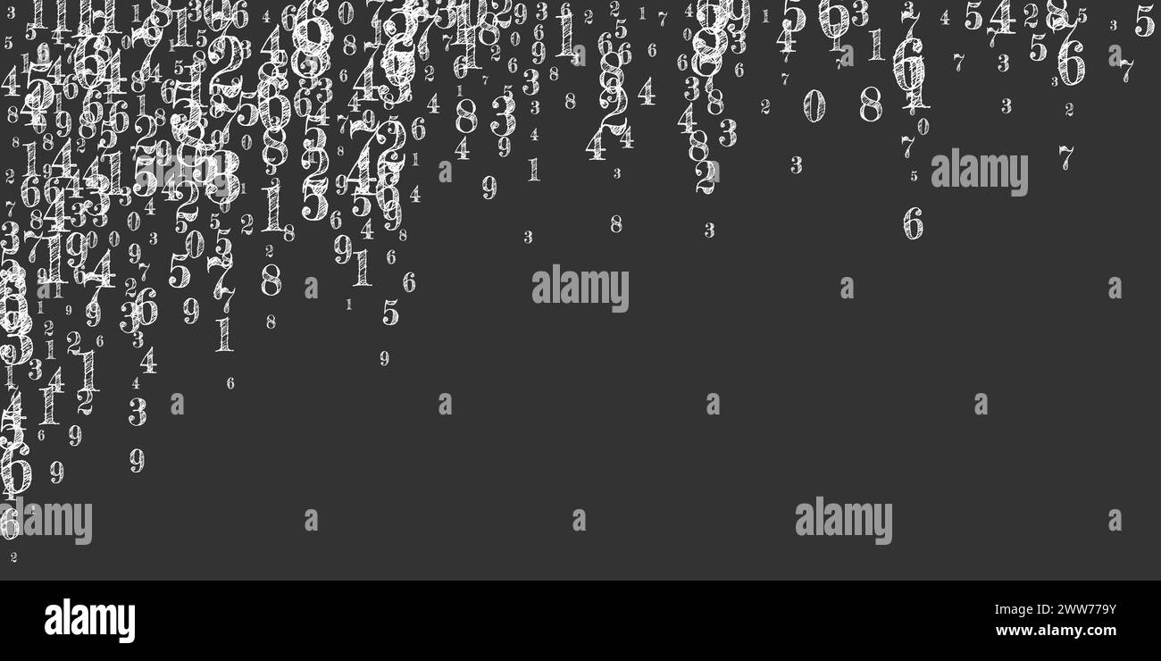 School math notebook cover. White chalk numbers floating in the air ...