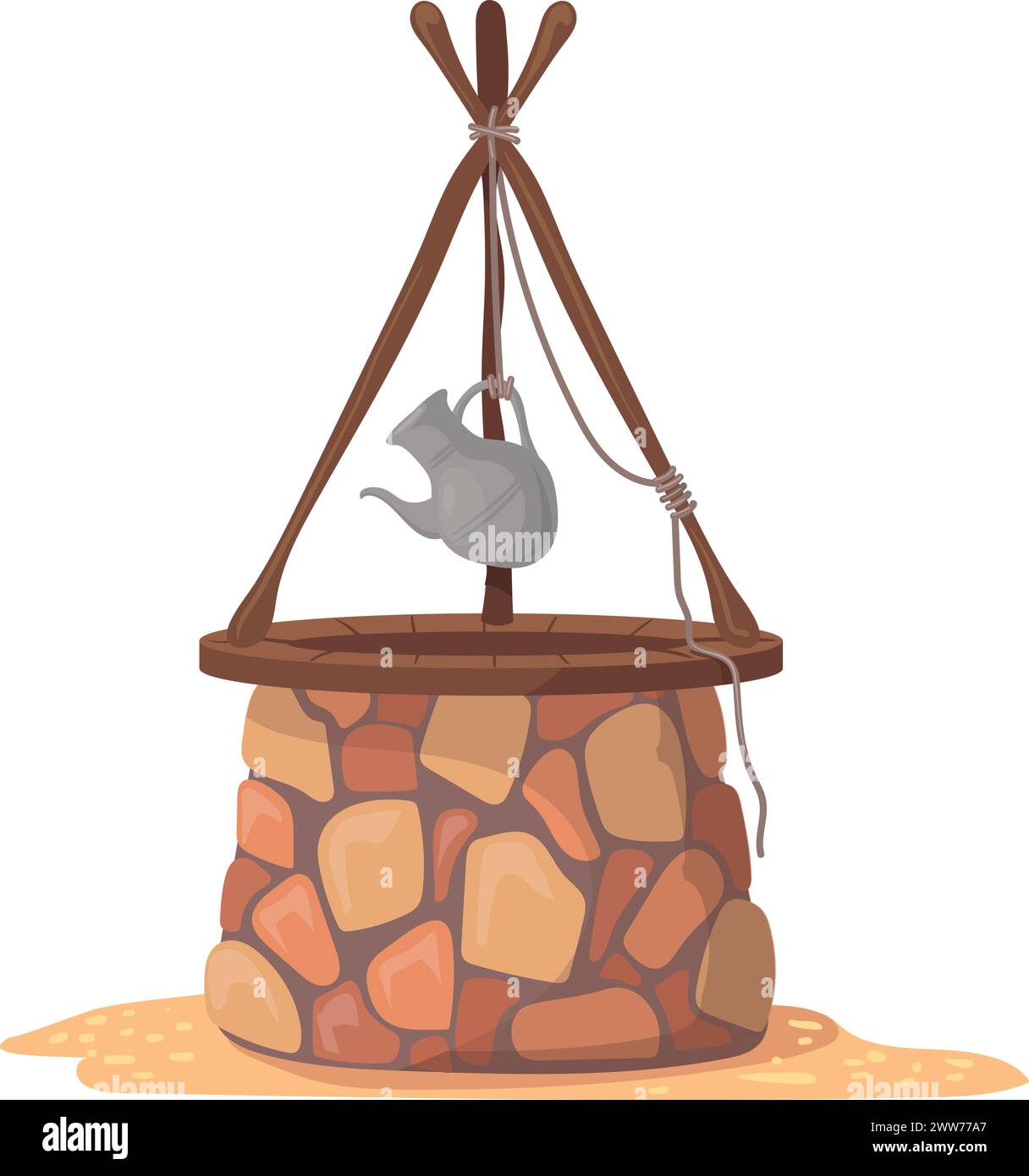 Vintage water source construction. Ancient well icon isolated on white ...