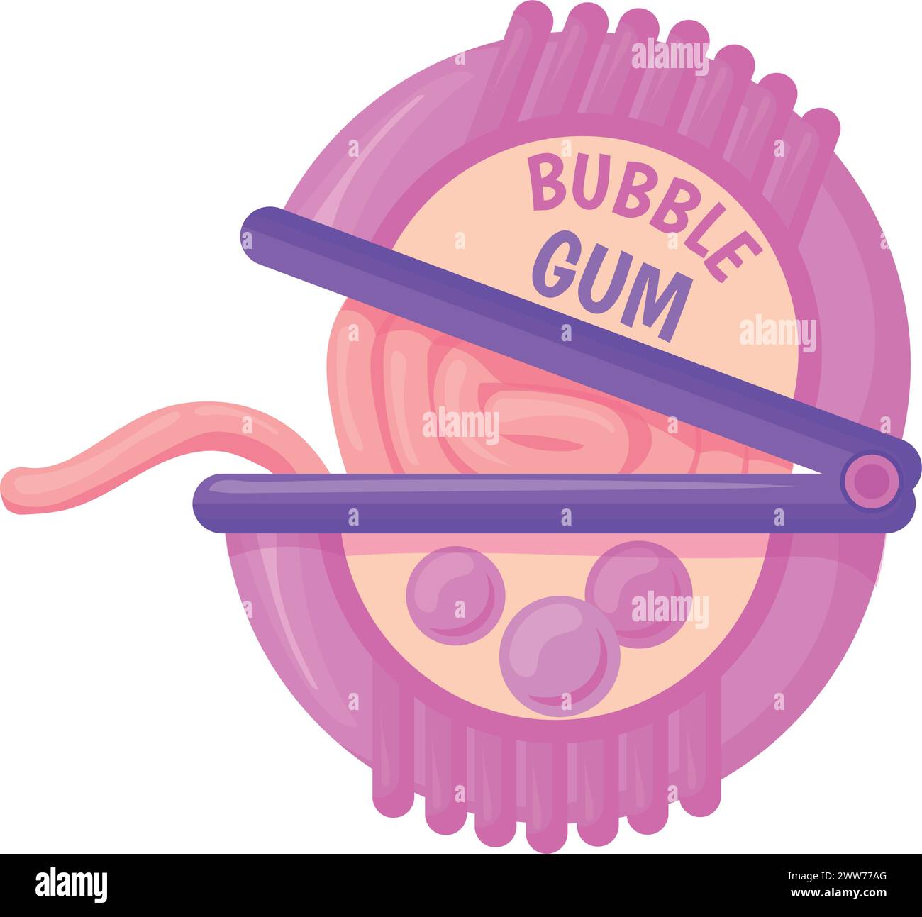 Bubblegum stick roll. Sweet candy cartoon icon isolated on white ...