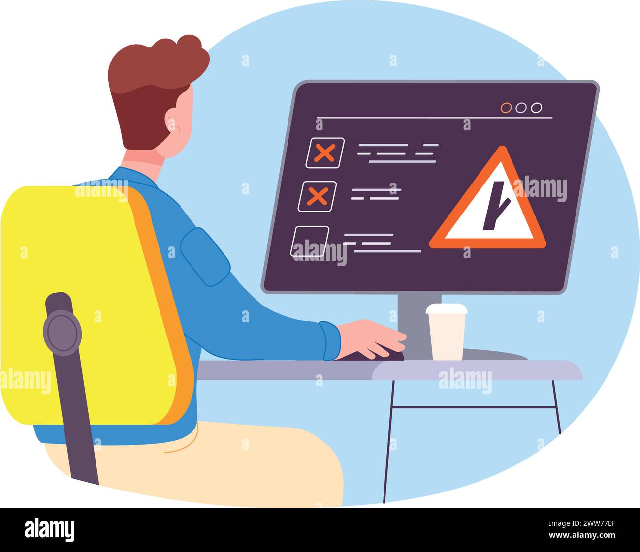 Drive school test. Student on license exam illustration isolated on ...