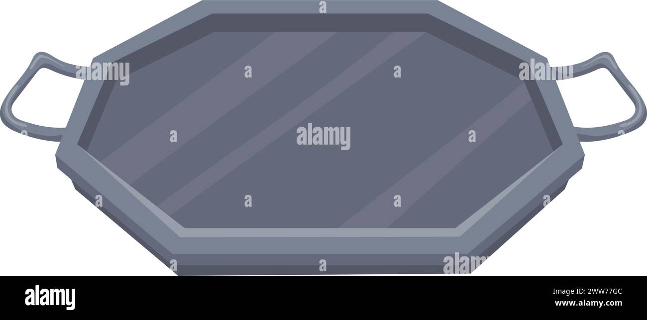 Metal kitchen tray. Cartoon meal dish icon isolated on white background ...