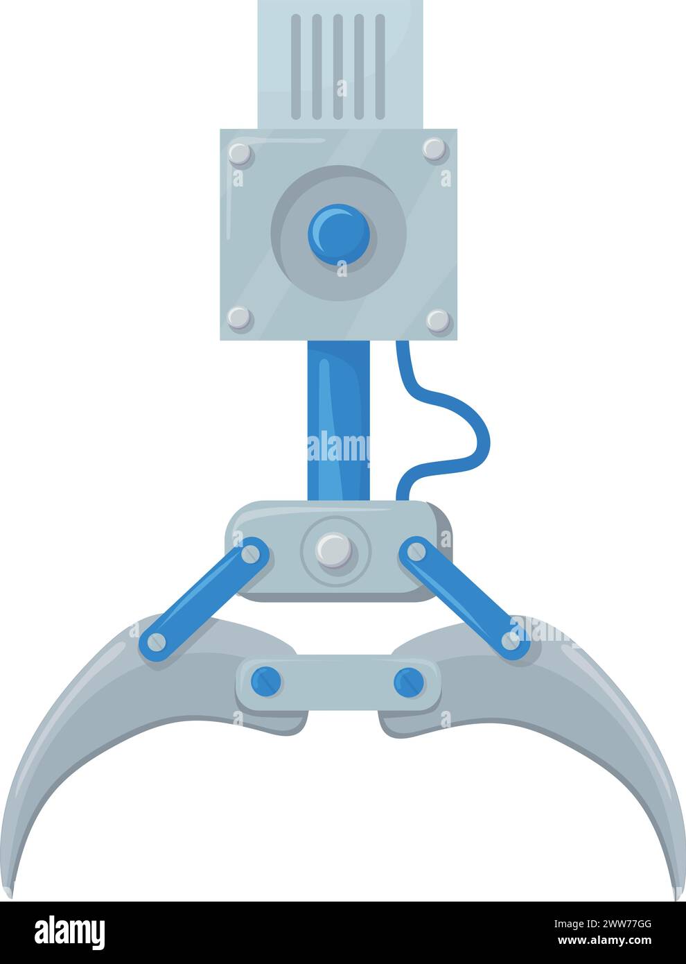 Claw manipulator cartoon icon. Automatic robotic arm isolated on white ...