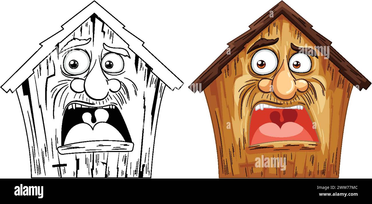 Two houses with human-like facial expressions Stock Vector Image & Art ...