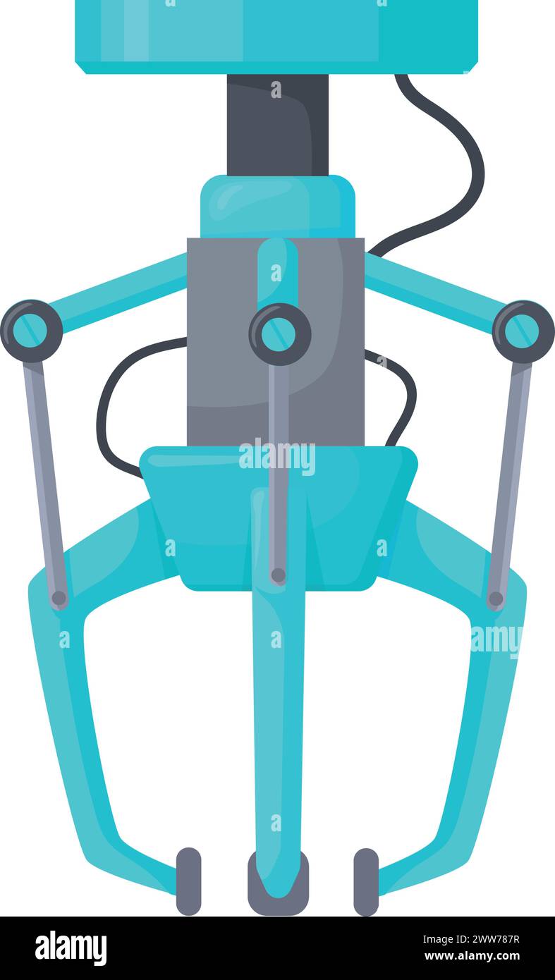 Automatic manipulator cartoon icon. Hydraulic machinery arm isolated on ...