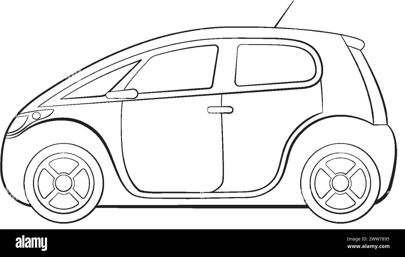 Black and white outline of a compact car Stock Vector Image & Art - Alamy