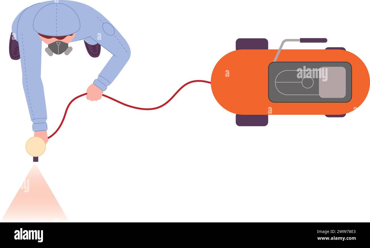 Industrial cleaner with spraying pressure wash. Professional equipment ...