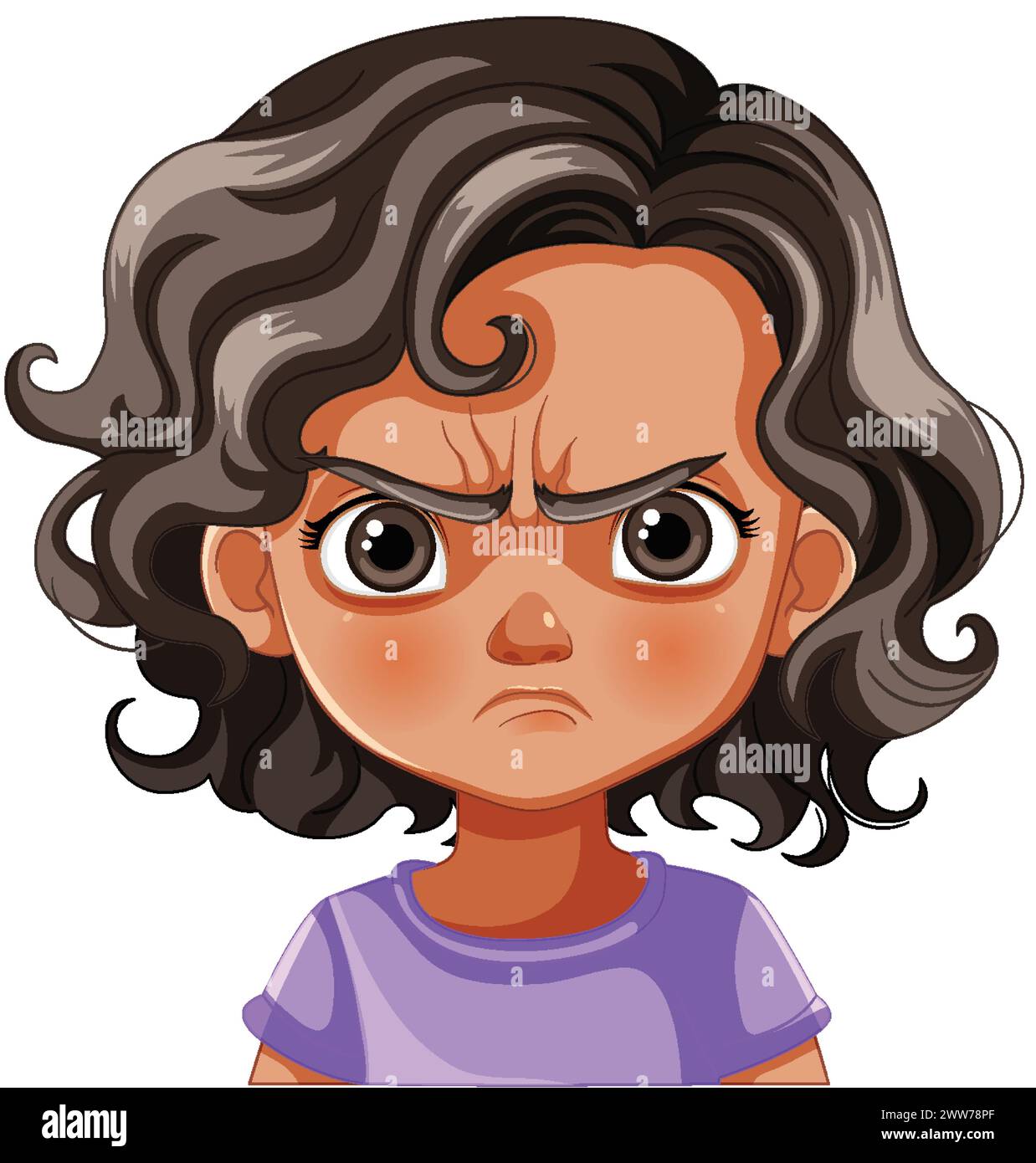 Vector illustration of a girl with an annoyed expression Stock Vector ...