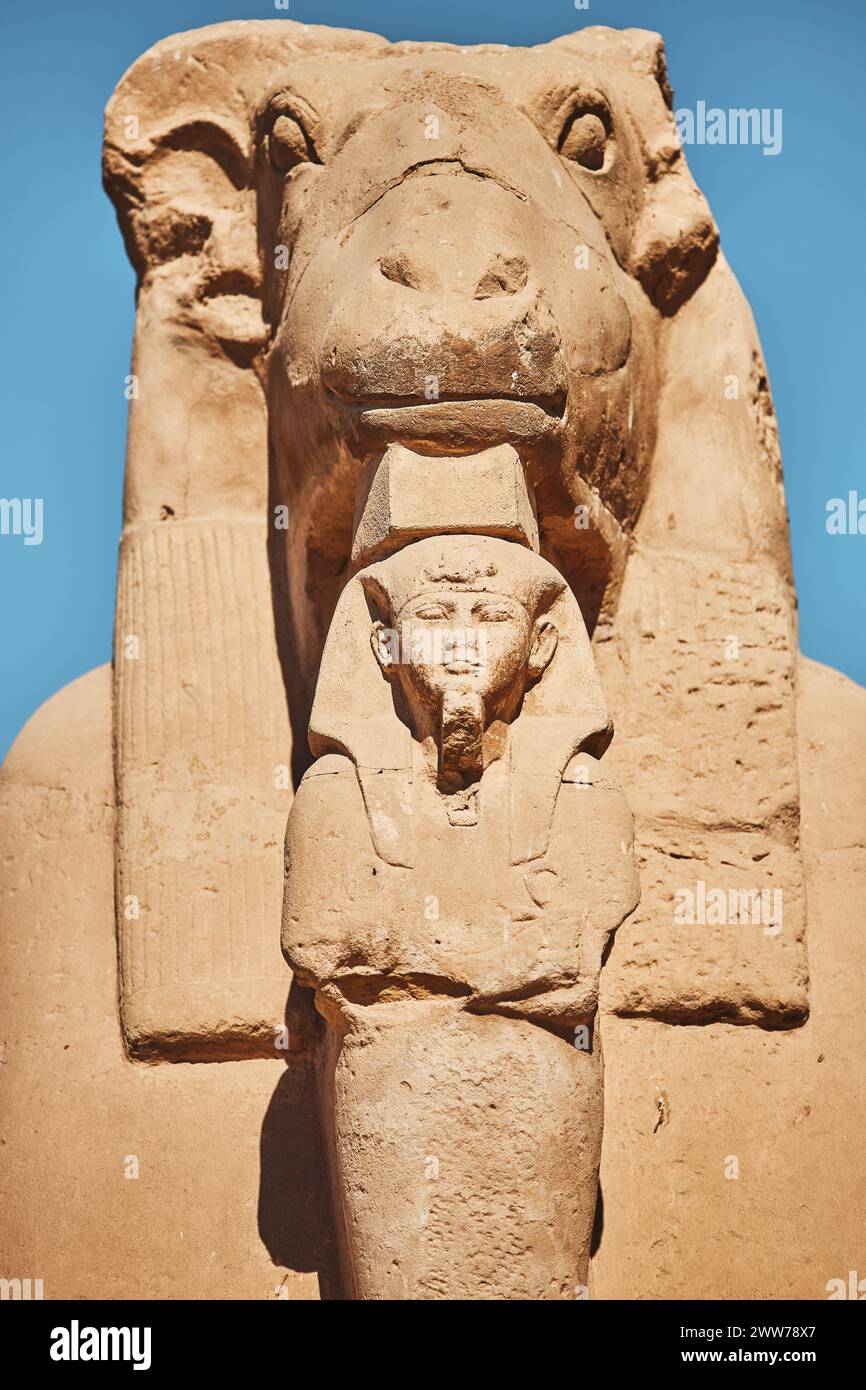 Ram Headed Sphinx. Sculpture of sphinx-ram. Statue of mythical animal ...