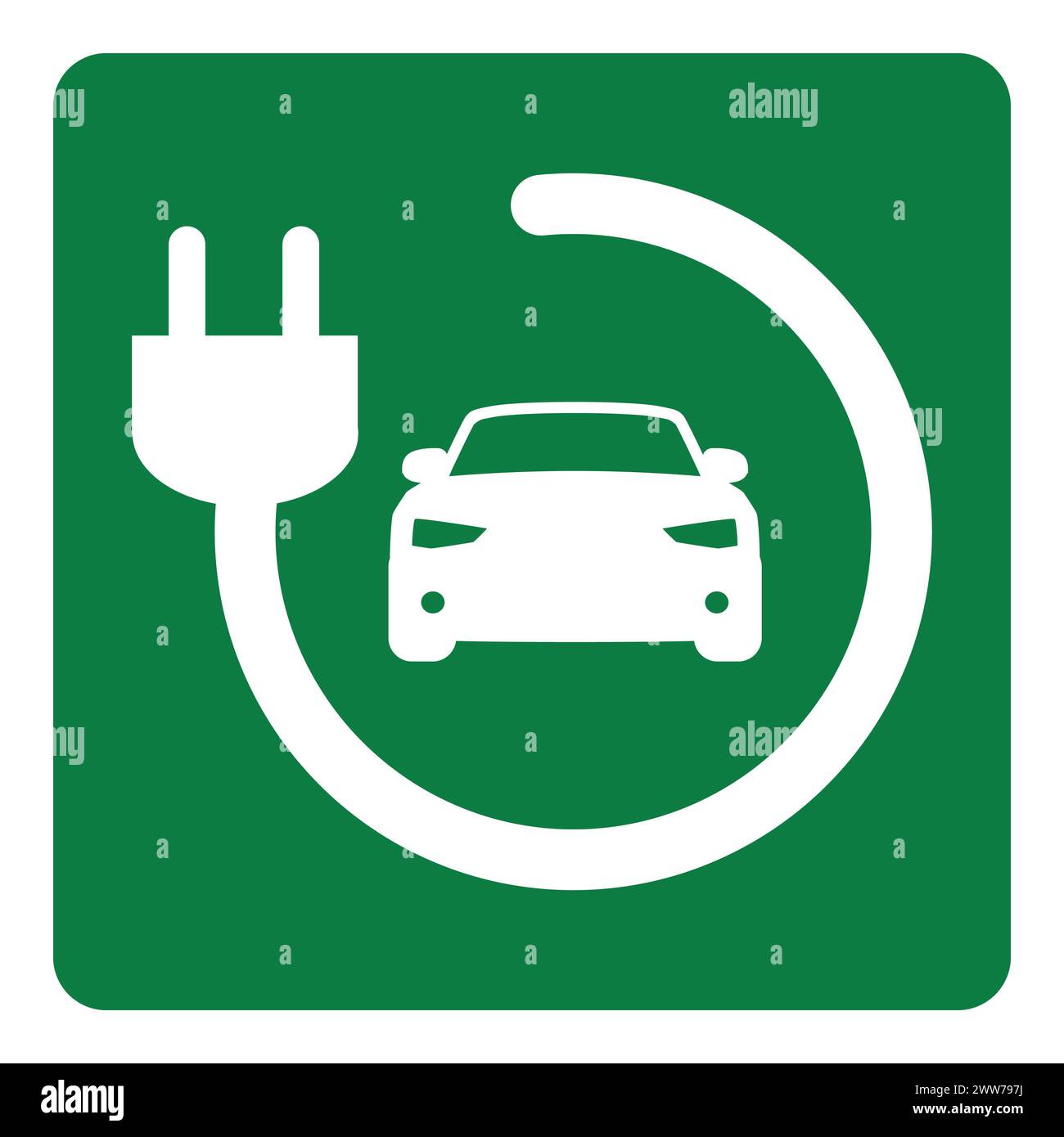 The electric vehicle charging point sign on Green background drawing by ...