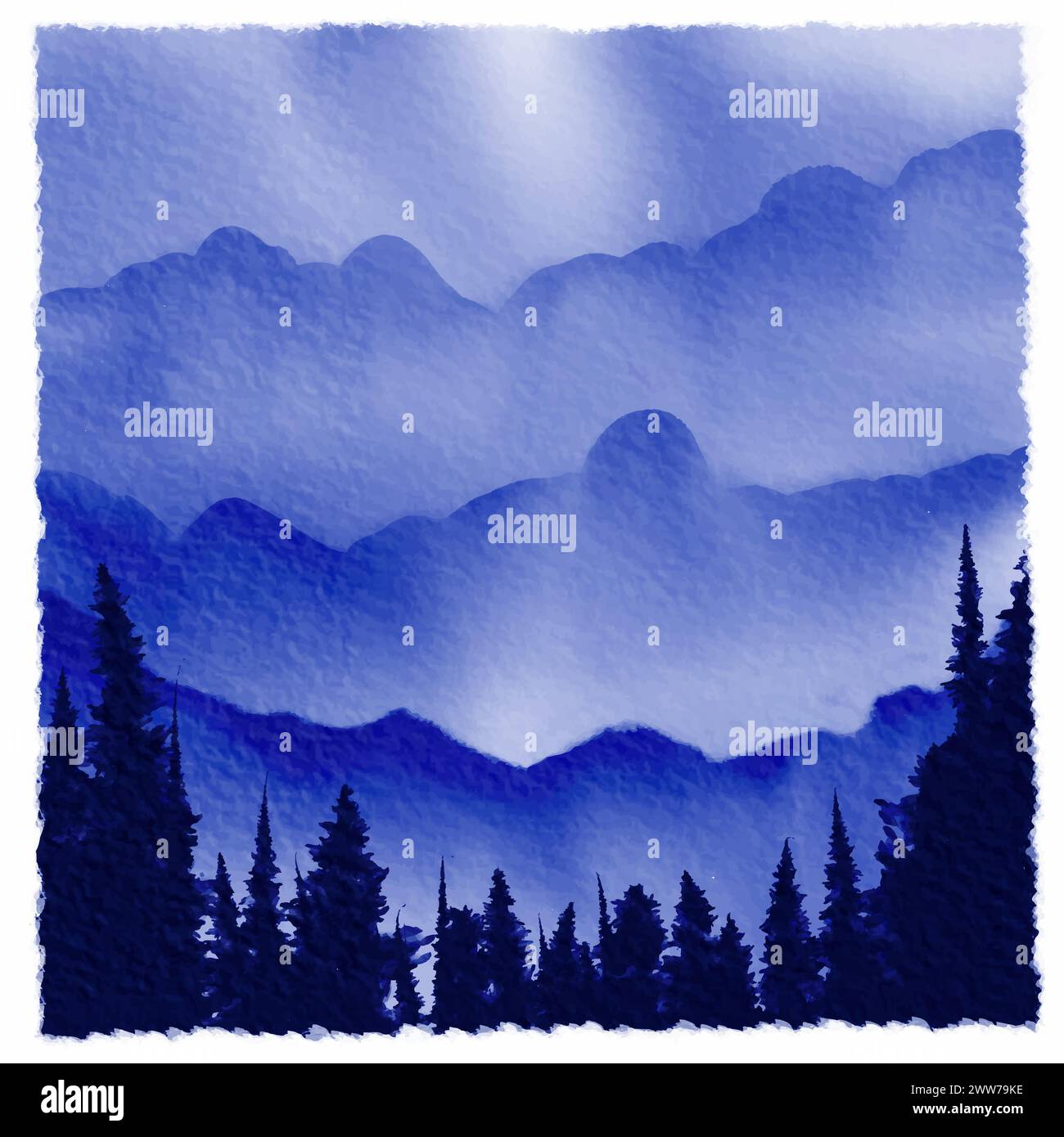 Watercolour landscape scene Stock Vector Images - Alamy