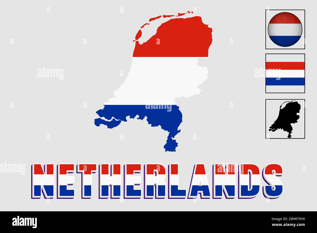 Netherlands map illustration Stock Vector Images - Alamy