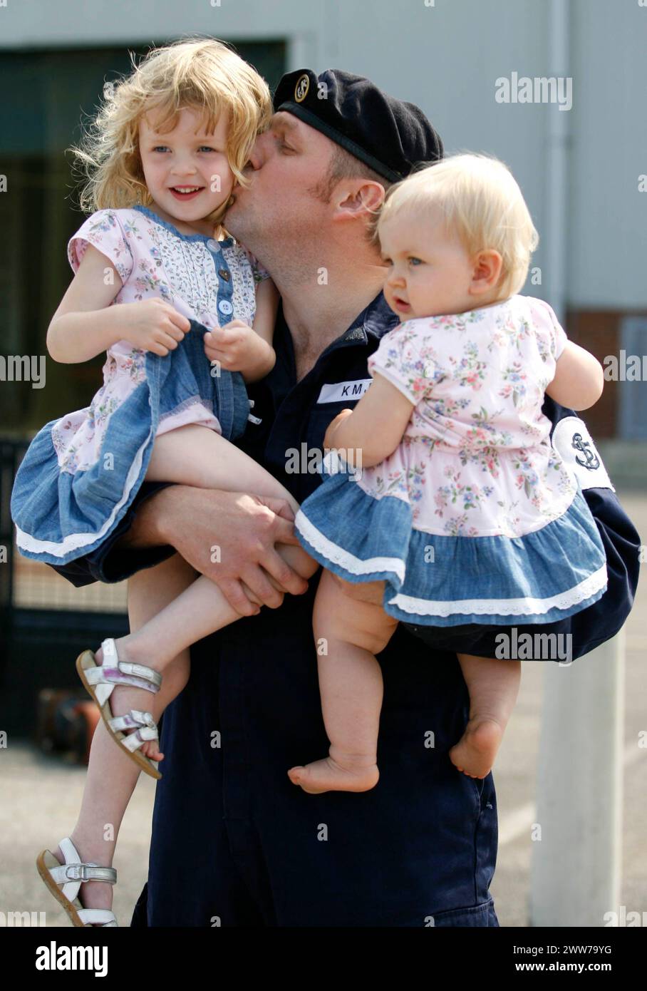 04/07/11.Pictured: Let Keith Ross is welcomed home by his daughters ...
