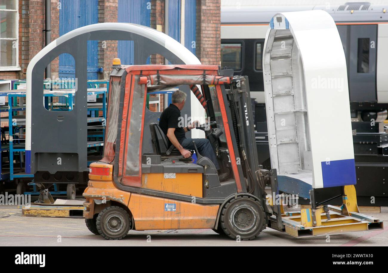File photo showing trains being made at Bombardier's Derby factory ...